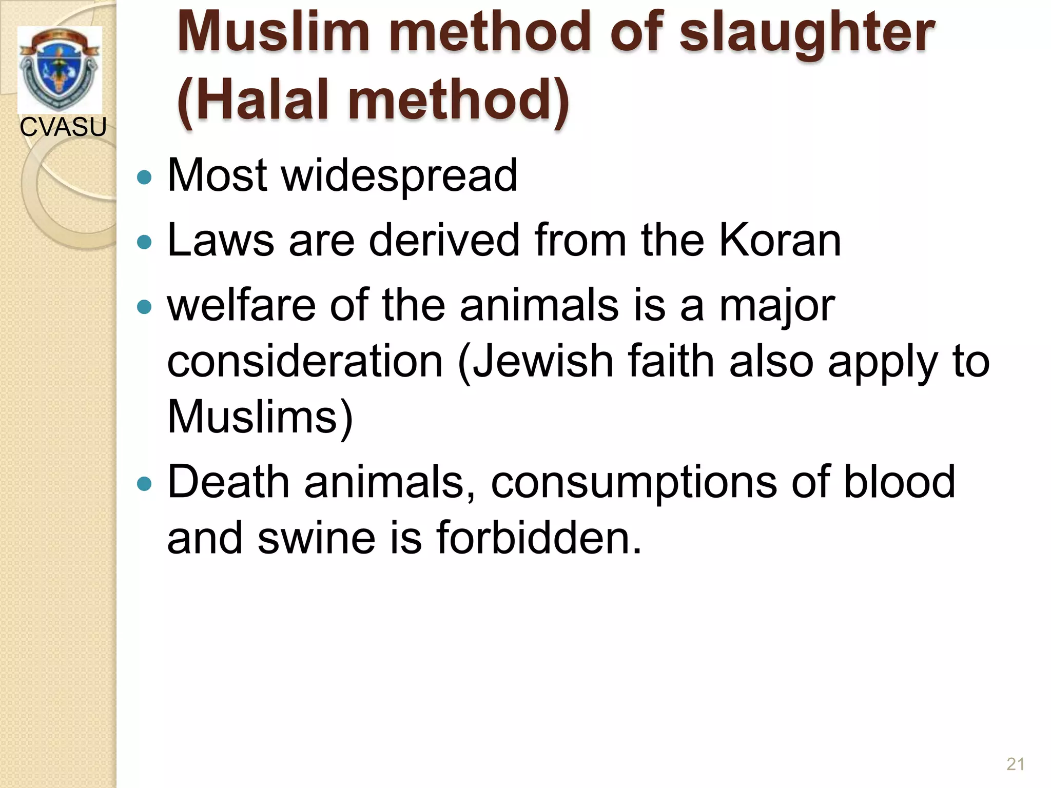 Methods of slaughtering, processing & postmortem changes and ageing of ...
