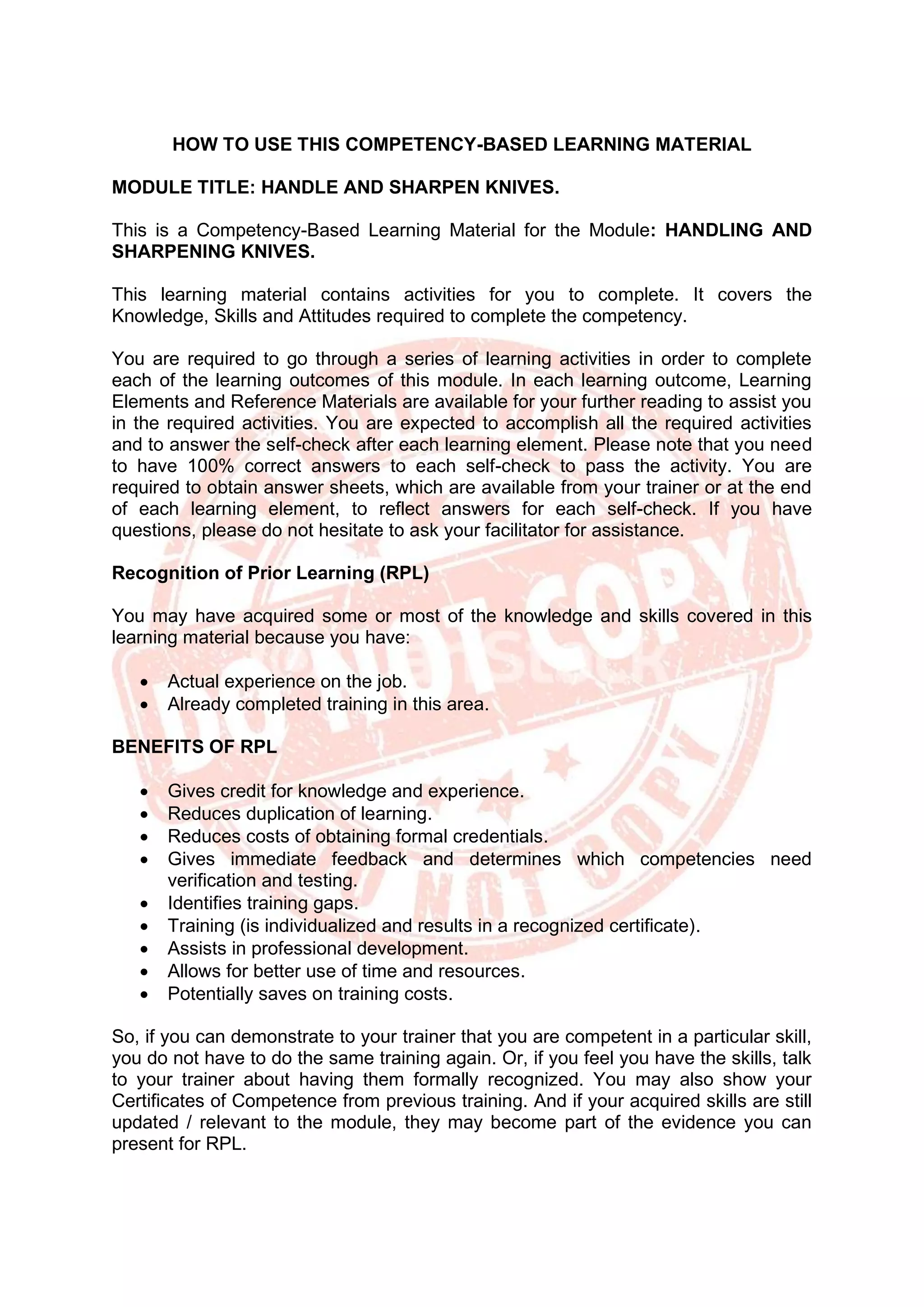 SLAUGHTER OPERATIONS NC II - CBLM | PDF