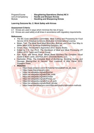 SLAUGHTER OPERATIONS NC II - CBLM | PDF