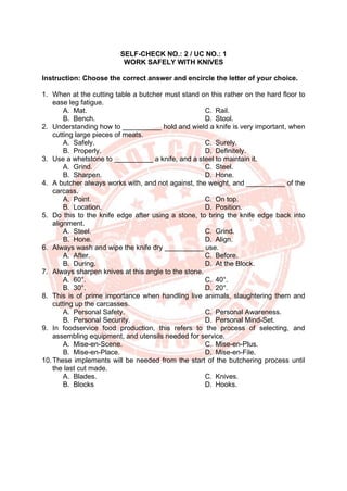 SLAUGHTER OPERATIONS NC II - CBLM | PDF