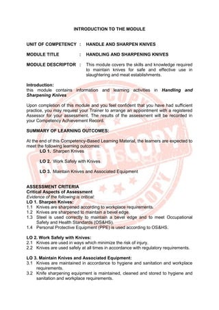 SLAUGHTER OPERATIONS NC II - CBLM | PDF