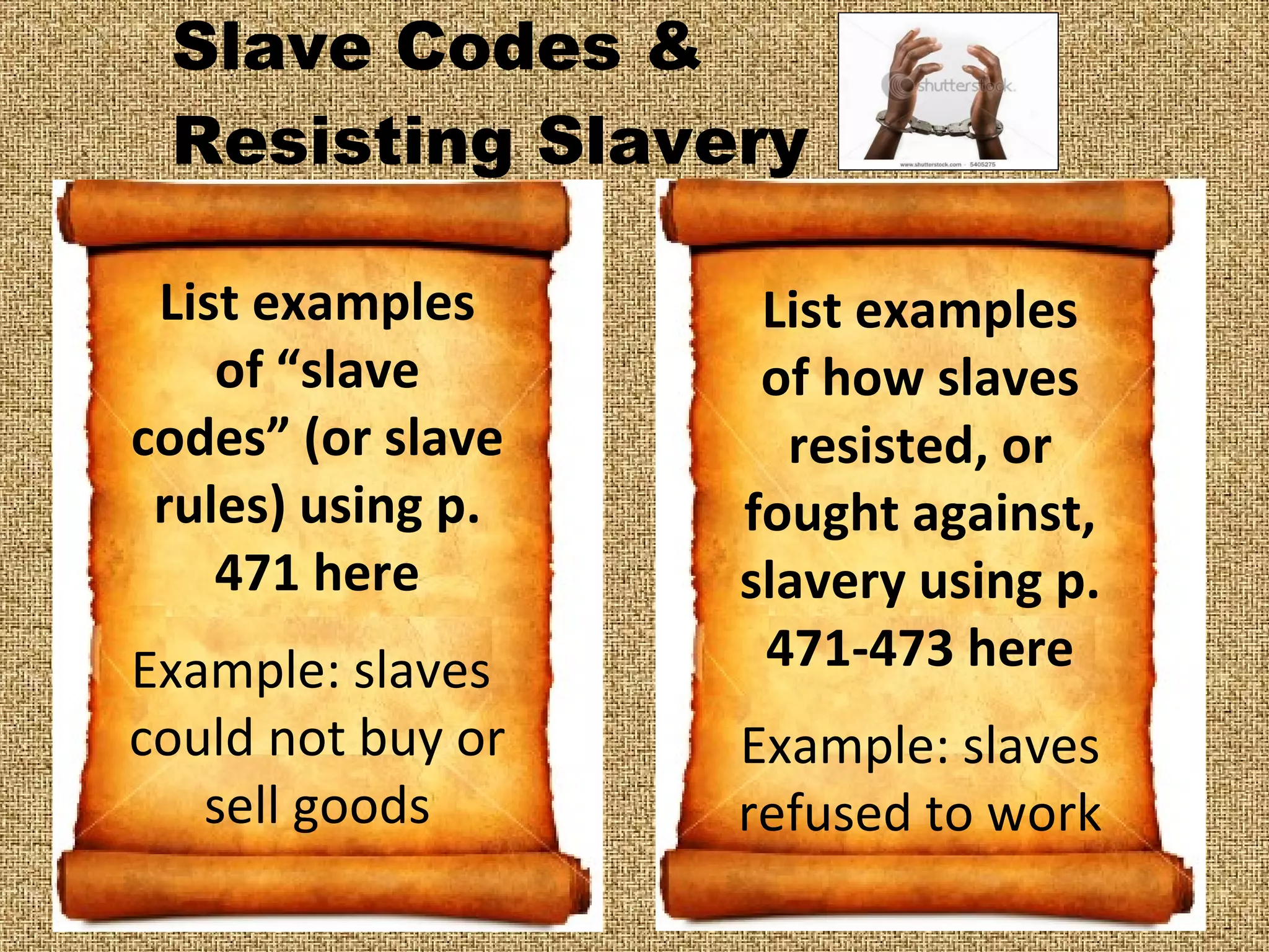 Slave Codes And Resisting Slavery | PPT