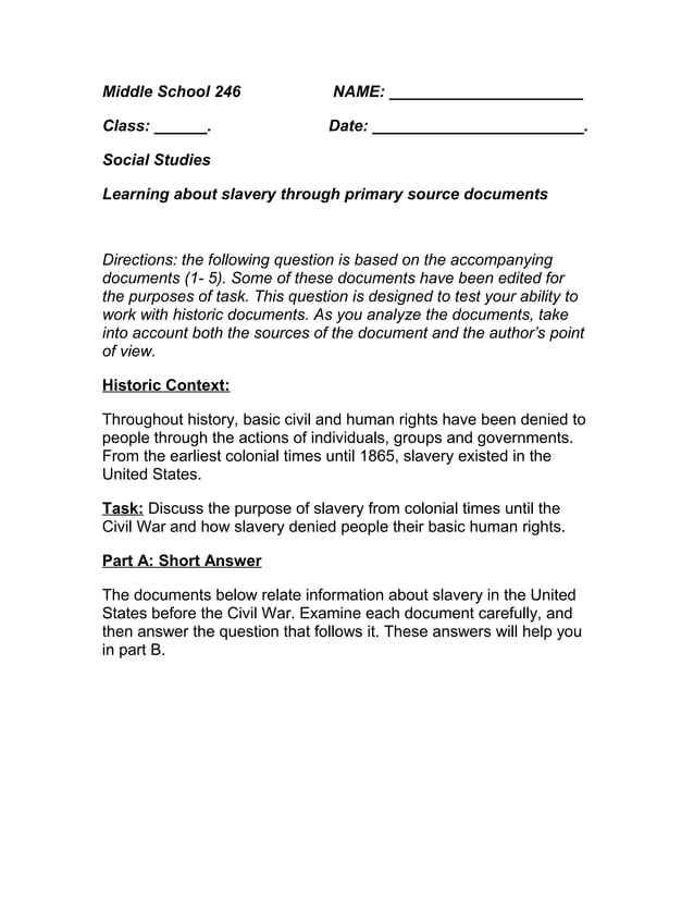 Slavery dbq&pjt | PDF