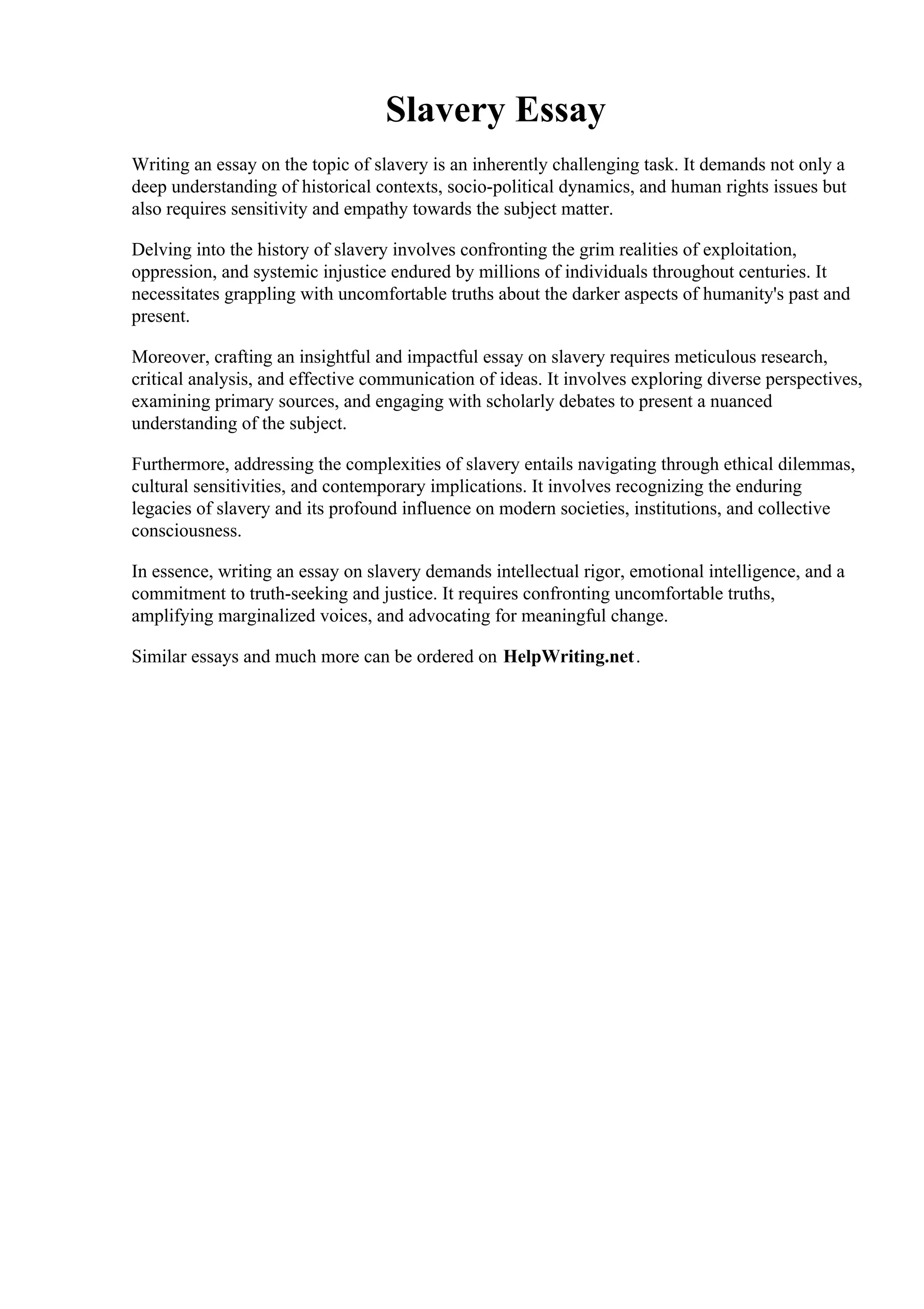 Slavery Essay. Slavery essay. Slaves Essay Essay on Slaves for Students ...