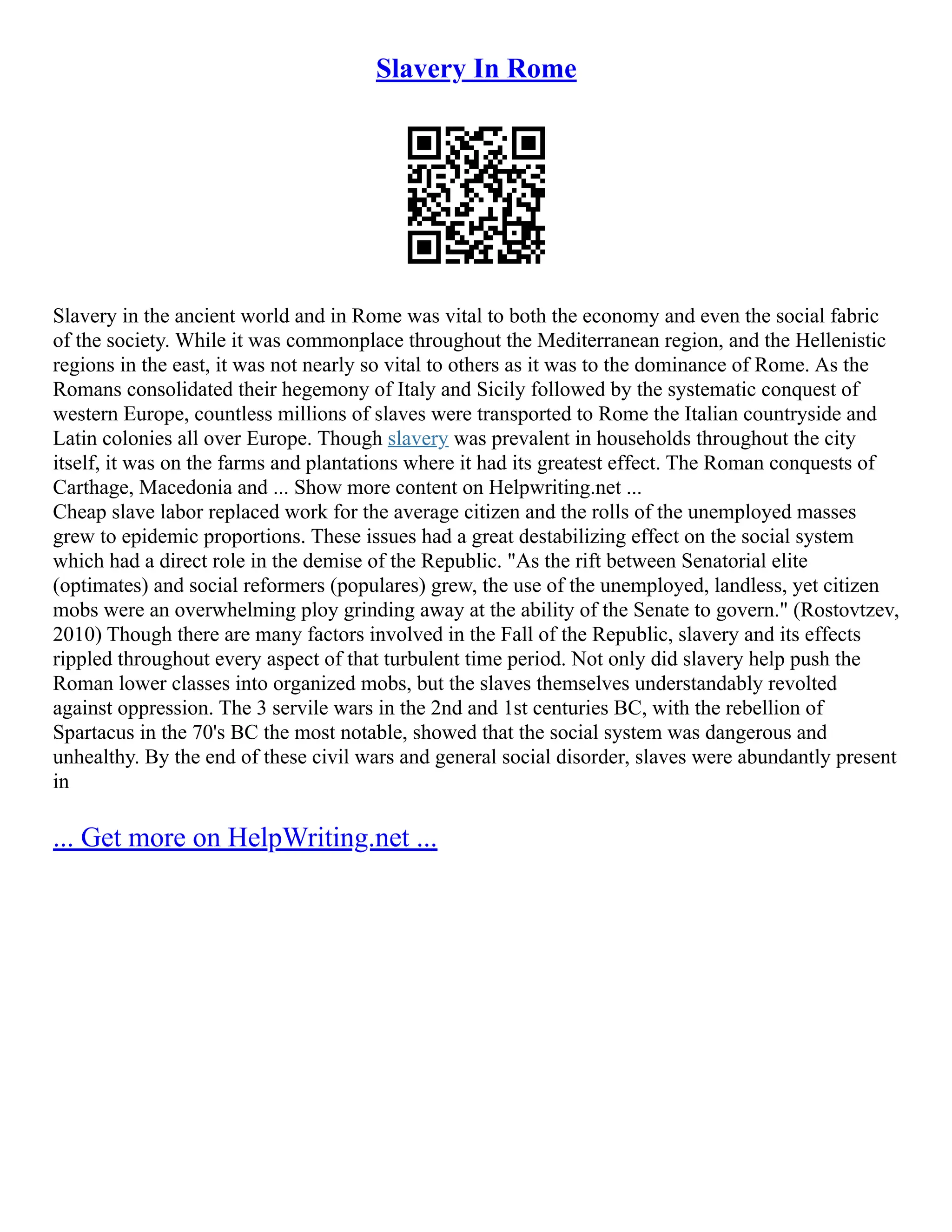 Slavery In Rome | PDF