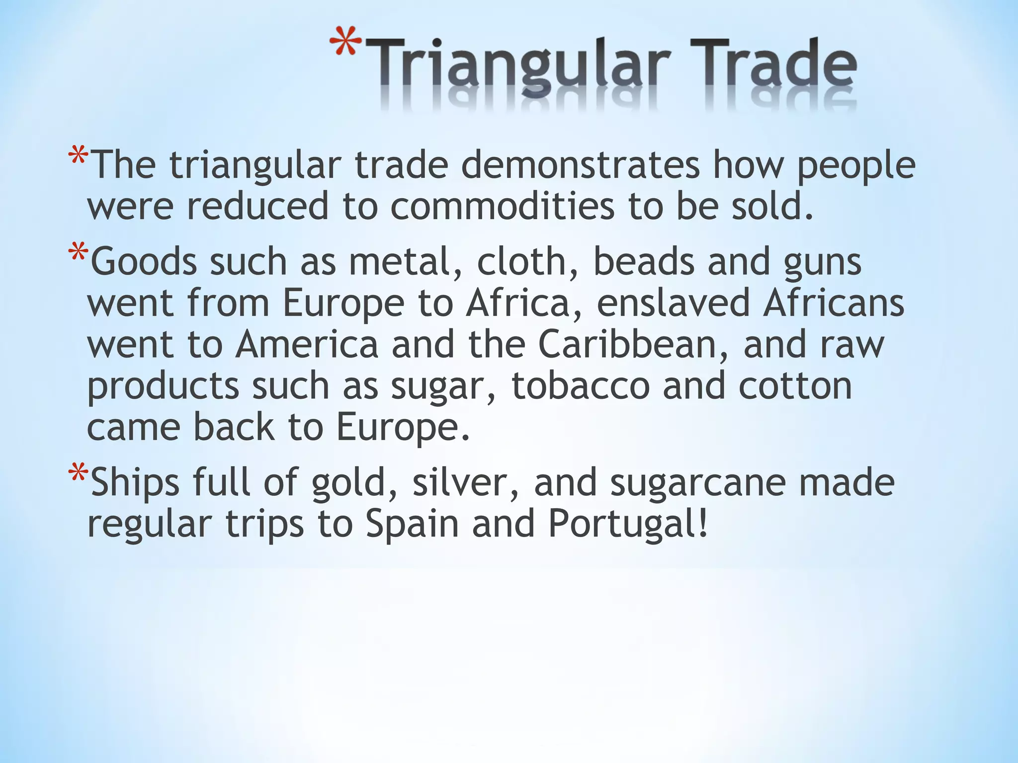 Slave trade triangular trade | PPT