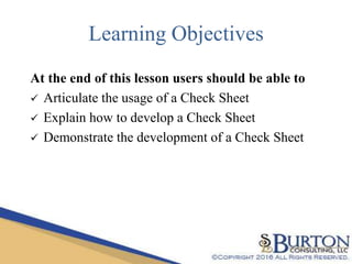 Lean: Understanding Check Sheets | PPT