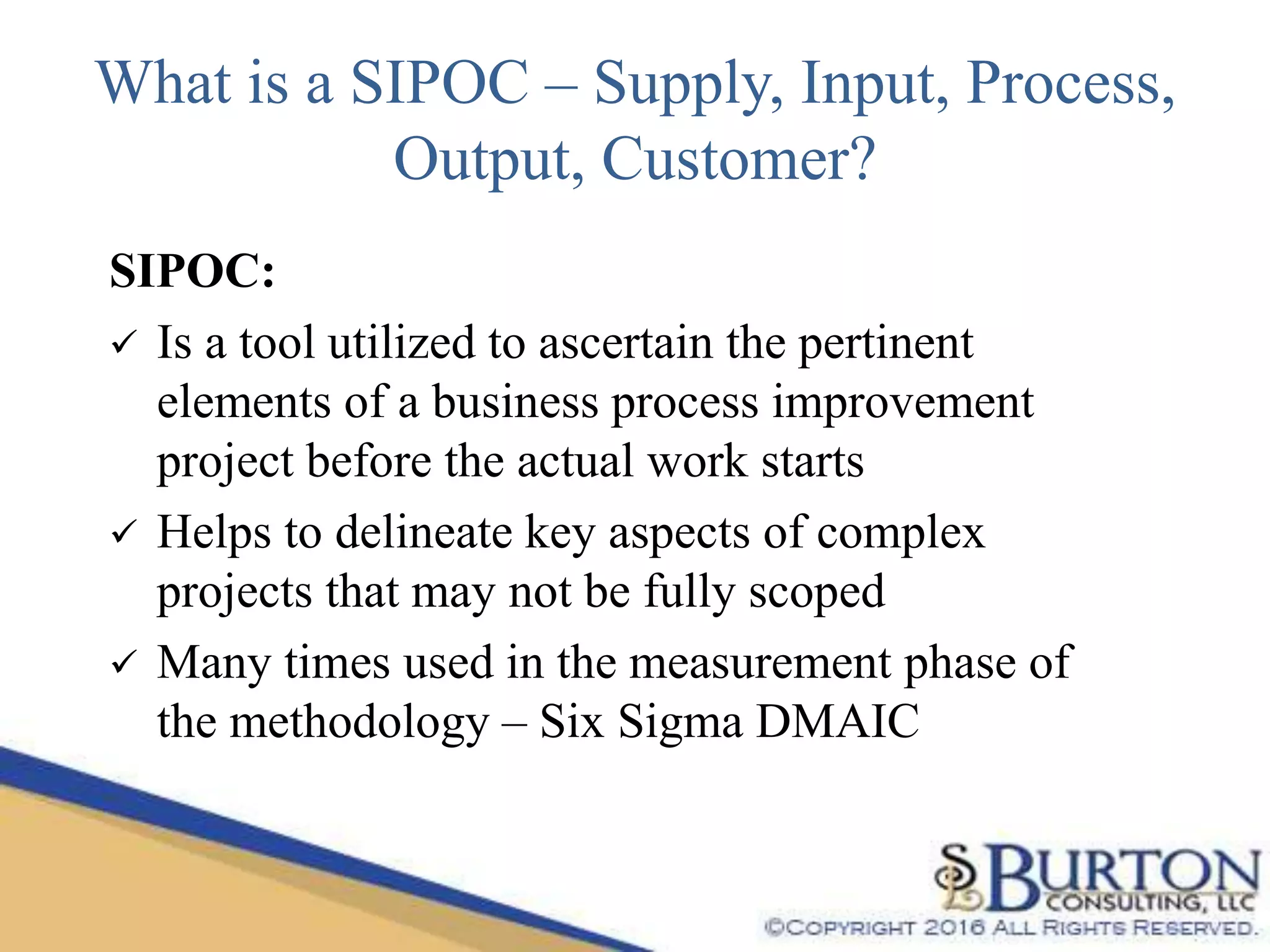 LEAN: Understanding the SIPOC (Quality Systems Management Tools Series ...