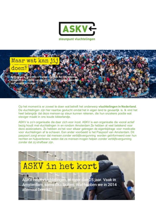 ASkV vluchtelingen ondersteuning | PDF
