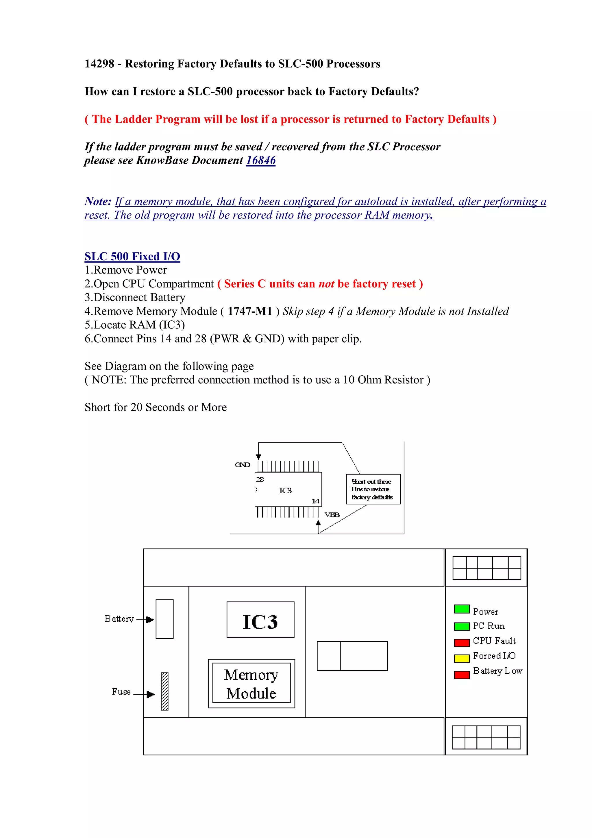 Slc restoring defaults | PDF