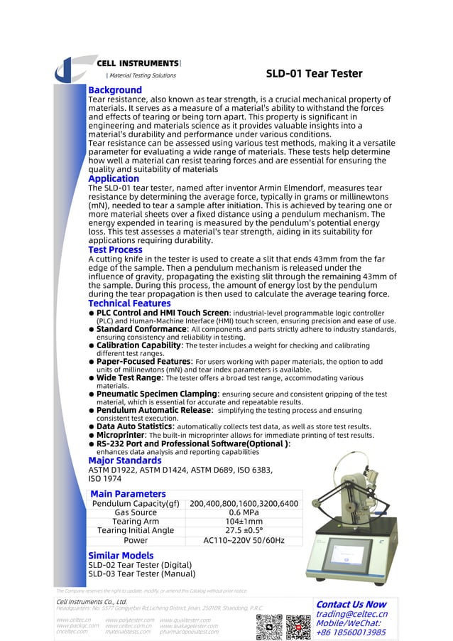 Elmendorf Tear Strength Testing for Packaging Materials | PDF | Physics ...