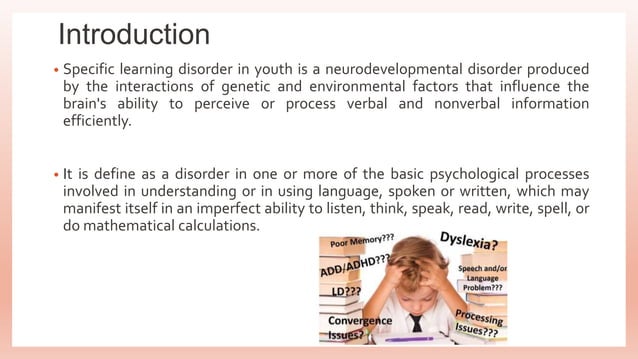 Specific Learning Disorder (Reading, Spelling) | PPTX