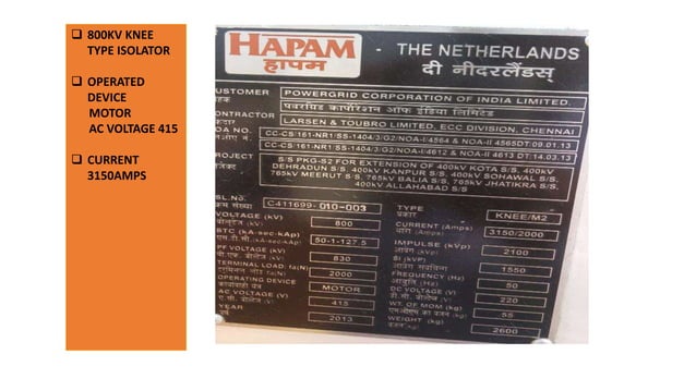 SLD-LINE LENGTH-NAMEPLATE DETAILS OF 765/400/220KV EQUIPMENT DETAILS ...