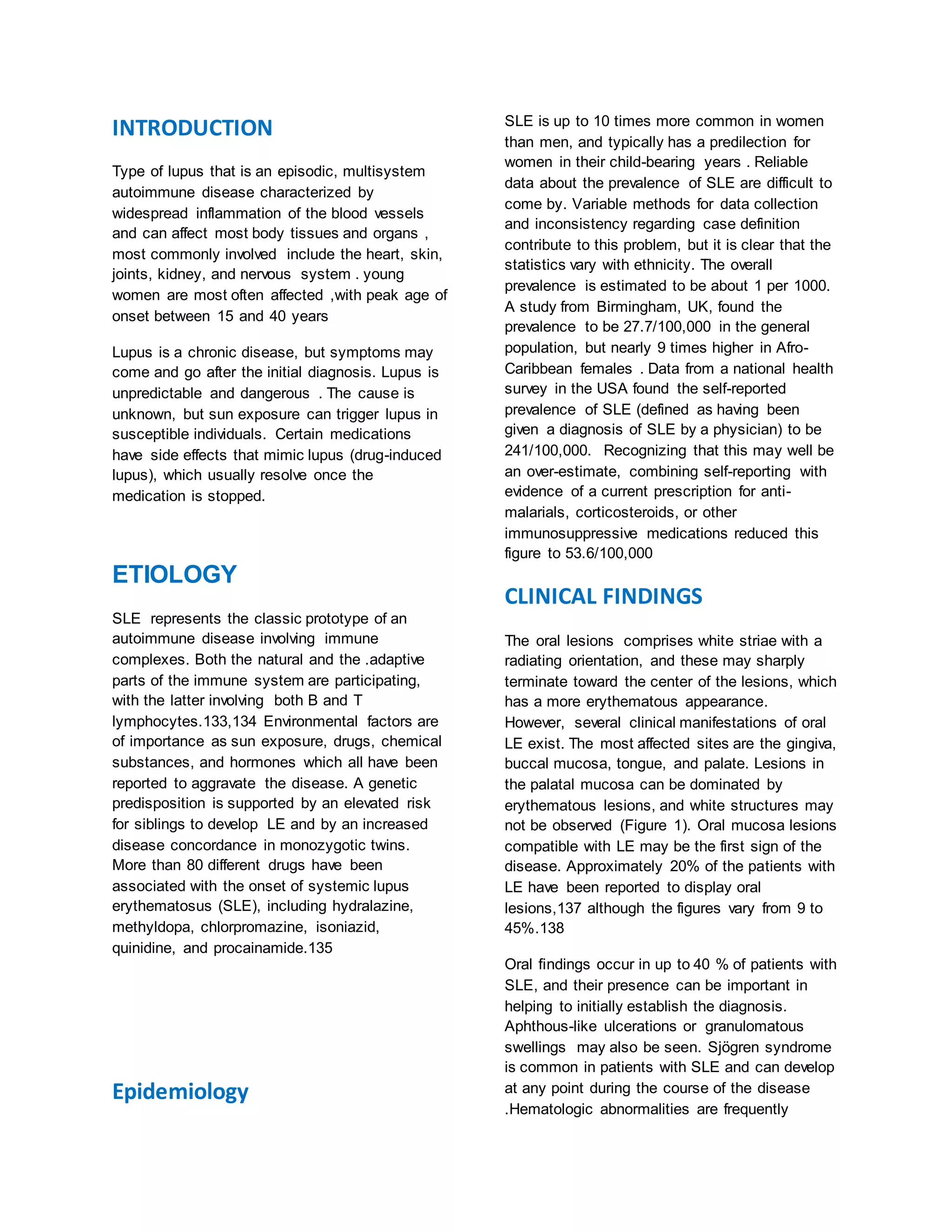 Systemic Lupus Erythematosus | DOCX