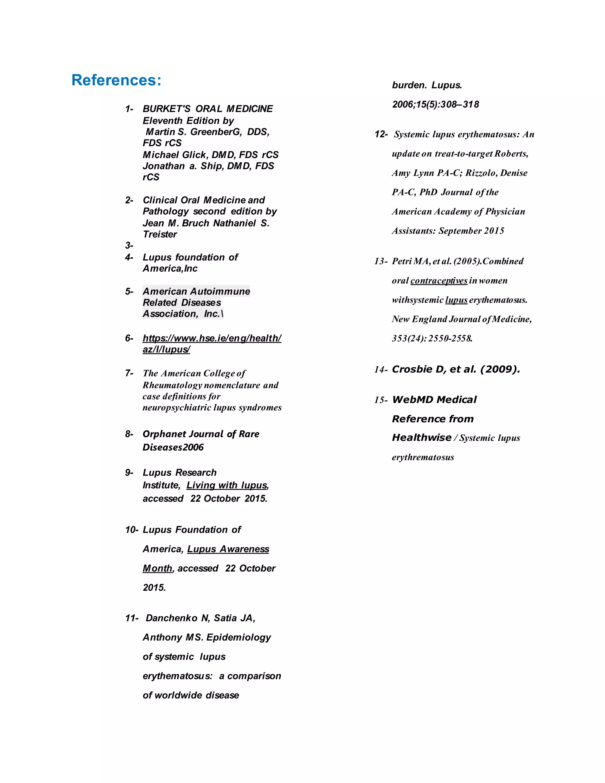 Systemic Lupus Erythematosus | DOCX