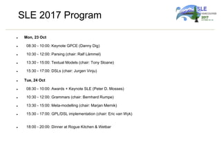 Introduction of the SLE'17 conference | PDF | Events