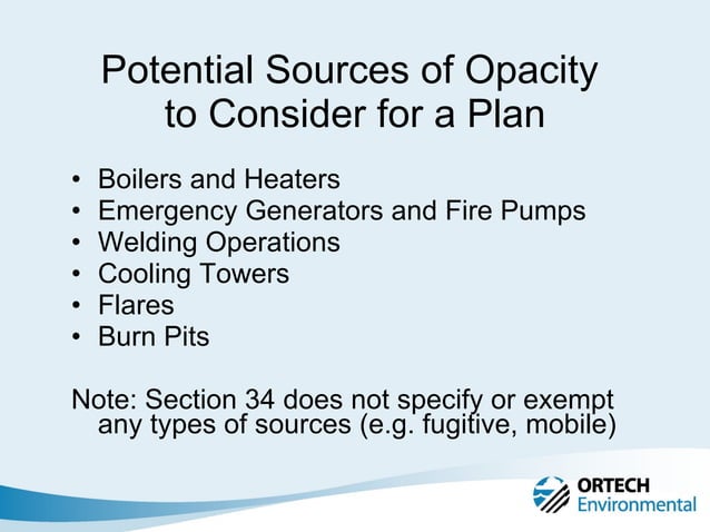 Opacity of Visible Emissions Ontario Regulation 419/05 Section 34 ...