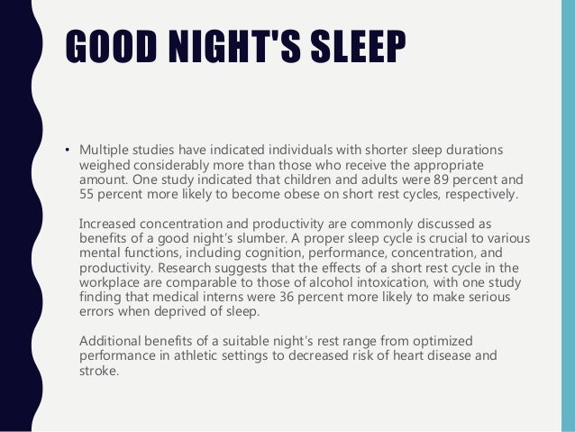 A Few of the Benefits of a Good Night's Sleep