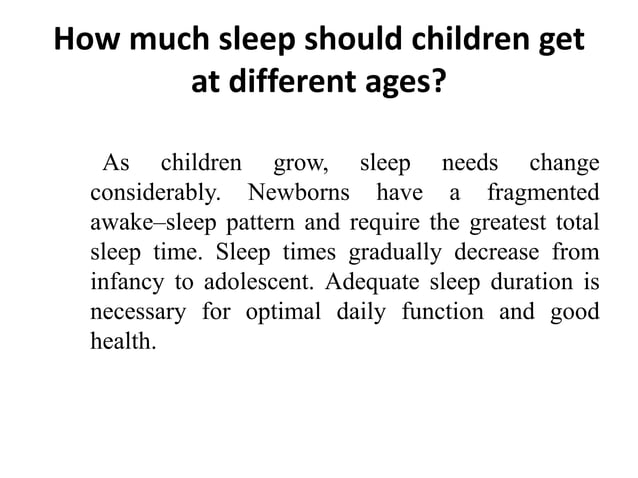 Sleep for children | PPTX