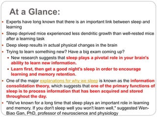 Sleep after learning can enhance your memory | PPTX