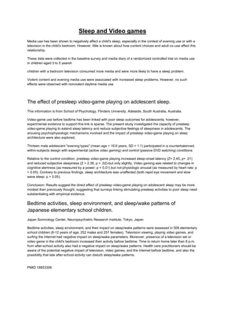 Sleep and video games | PDF