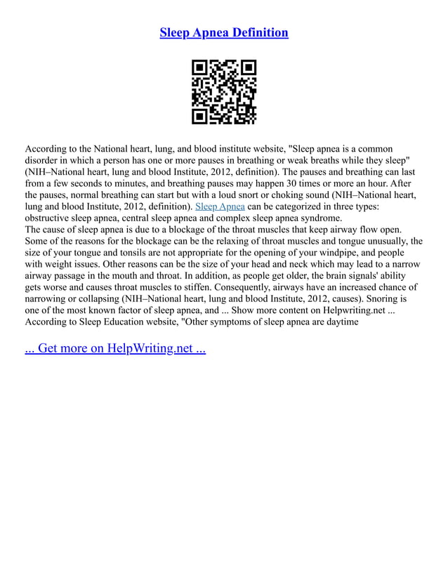 Sleep Apnea Definition | PDF | Ear, Nose and Throat Conditions ...