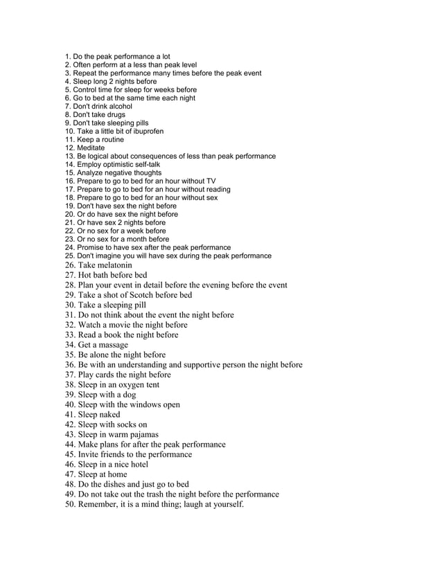 Sleepbeforepeak100 ideas | PDF