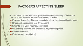 Sleep pattern and its disturbances | PPTX