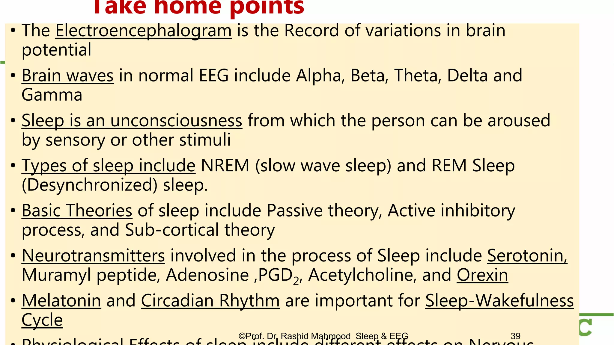 Sleep Physiology & EEG (Electroencephalogram) | PPTX | Brain and ...