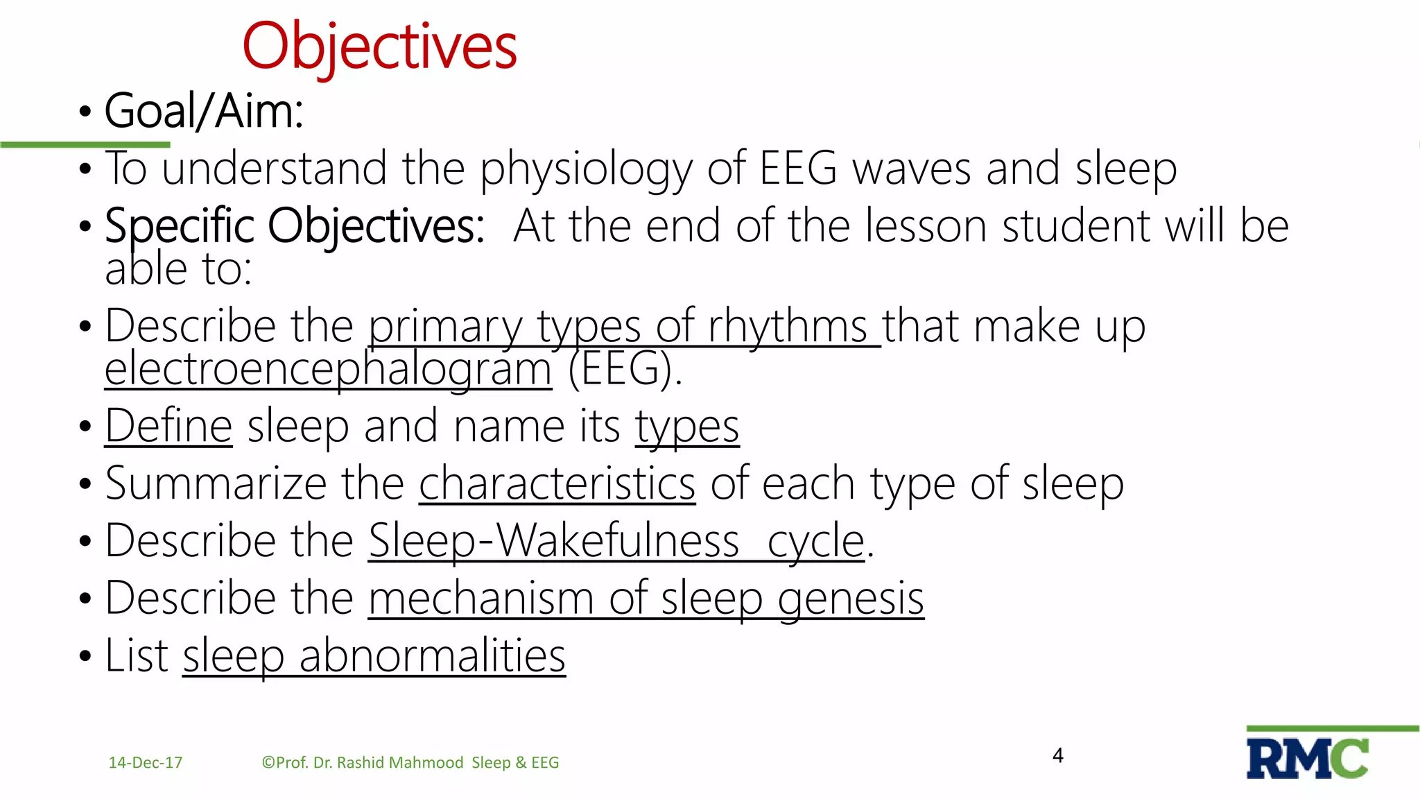 Sleep Physiology & EEG (Electroencephalogram) | PPTX