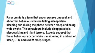 Sleep disturbances in kids - Parasomnia | PPT