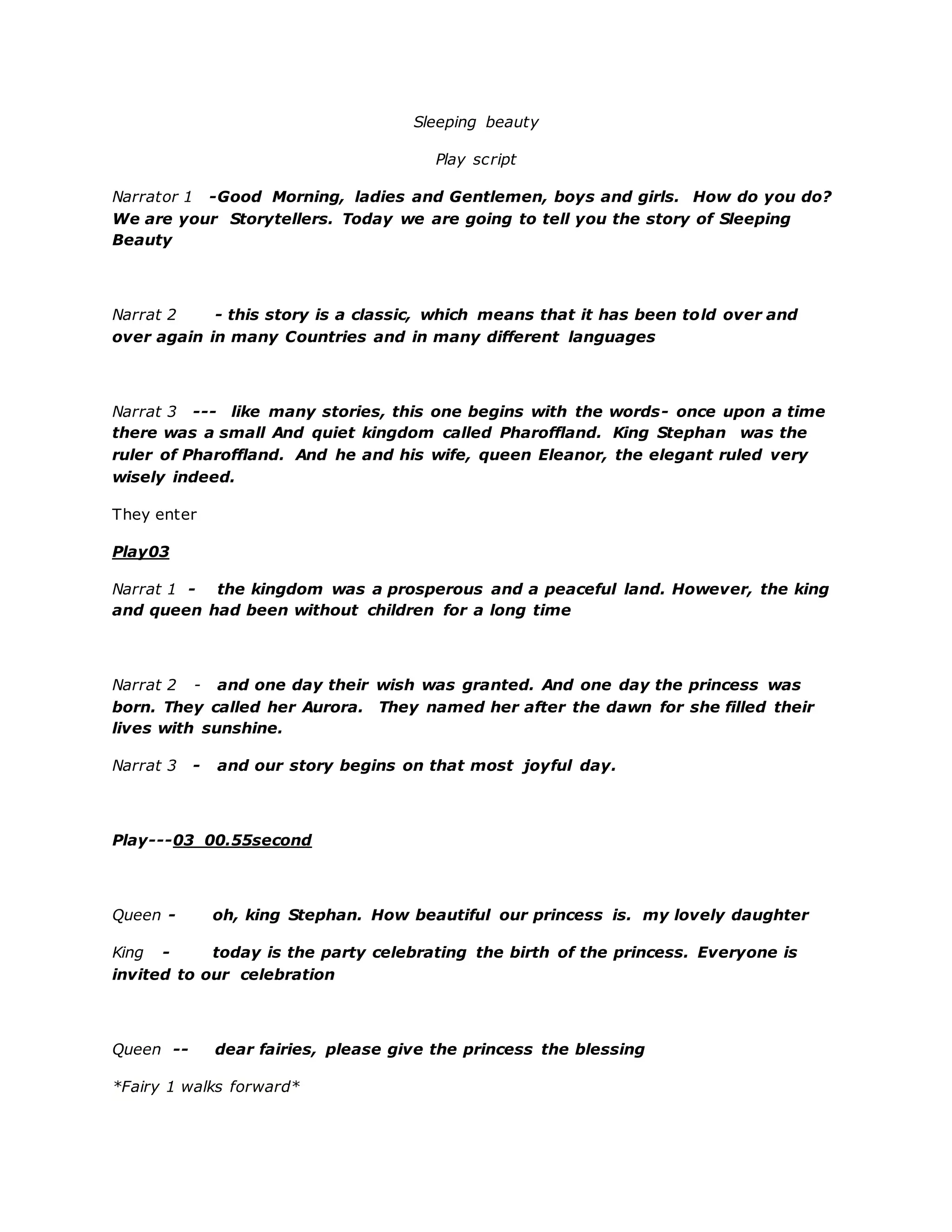 Sleeping beauty (play script) | DOCX