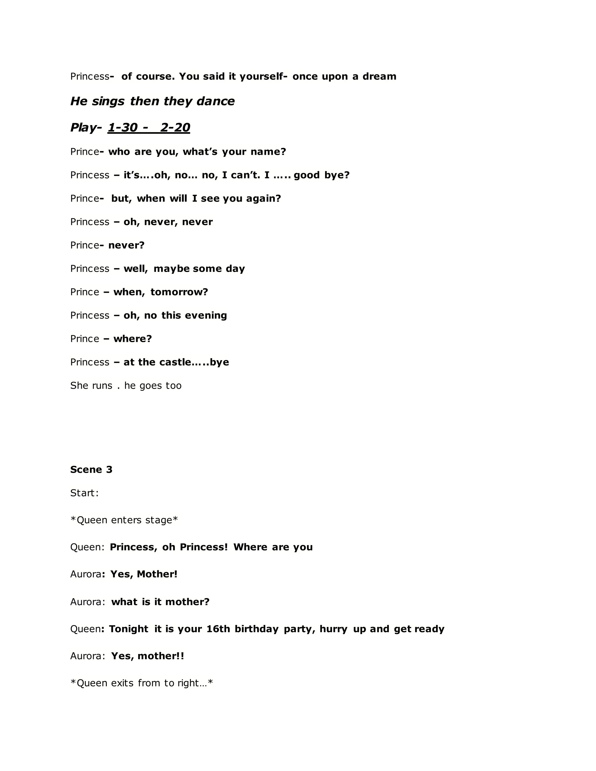 Sleeping beauty (play script) | DOCX