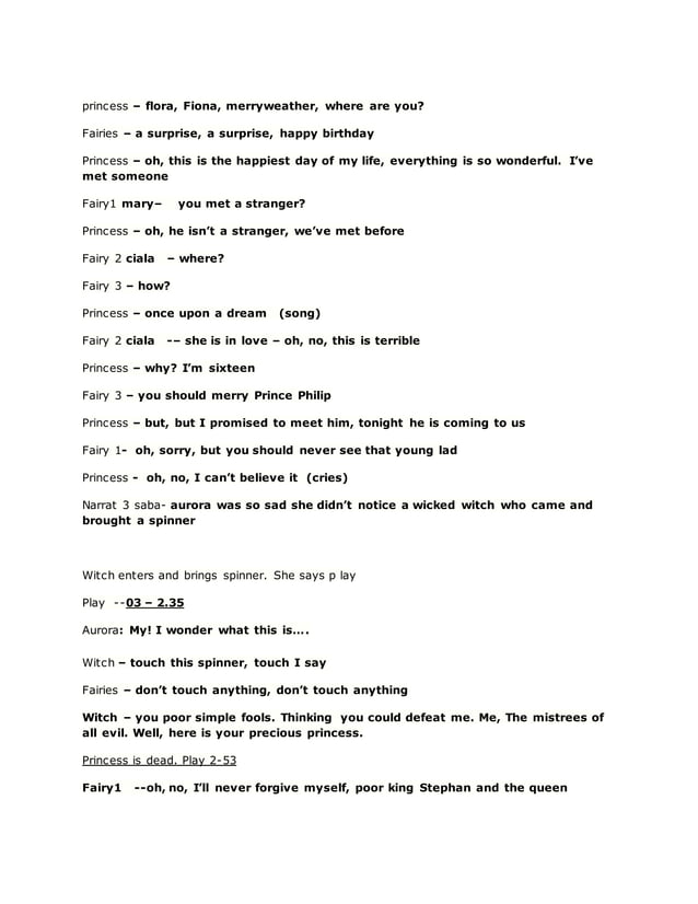 Sleeping beauty (play script) | DOCX