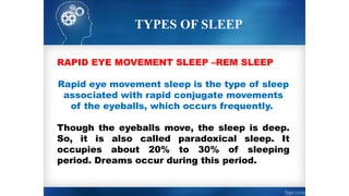FUNCTIONS, STAGES & TYPES OF SLEEP .pptx