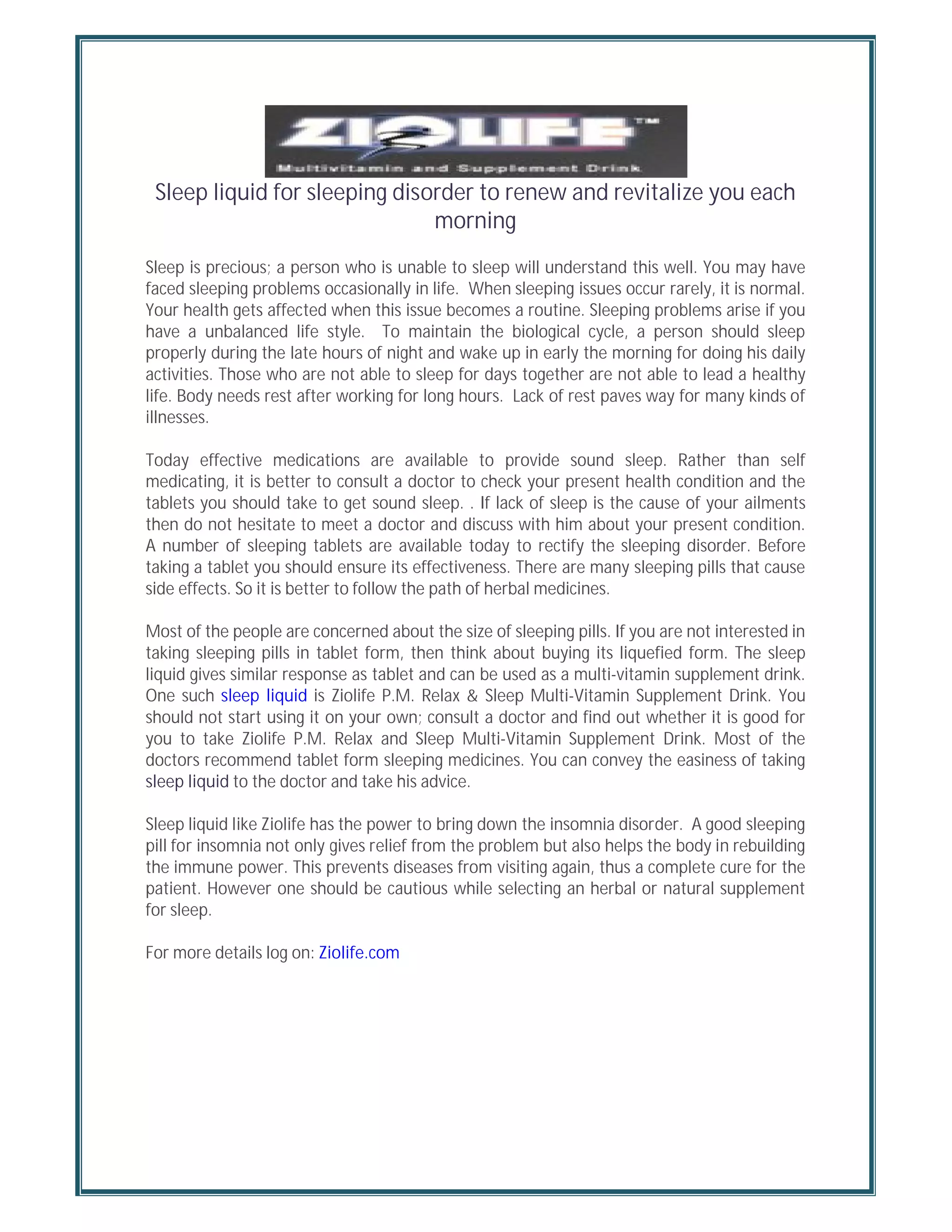 Sleep liquid | PDF | Sleep Disorders | Diseases and Conditions