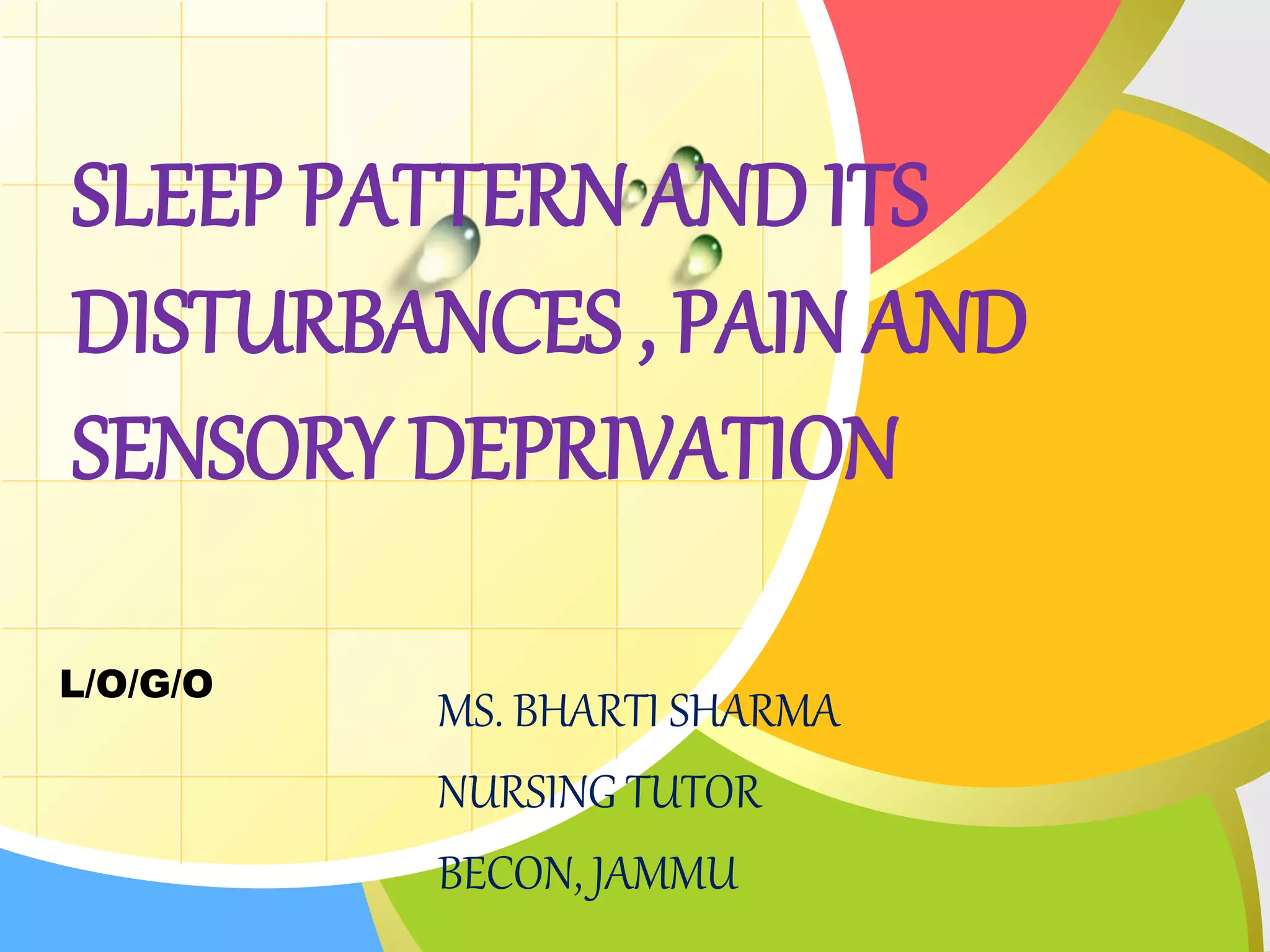 Sleep pattern and its disturbances | PPTX