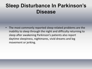 Sleep Problem In Parkinson’s Disease | PPTX
