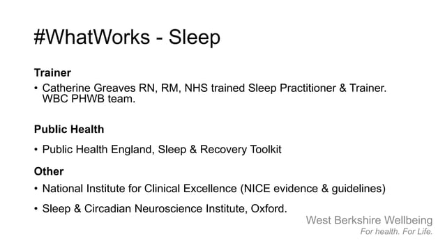 Sleep well work well taster | PPT