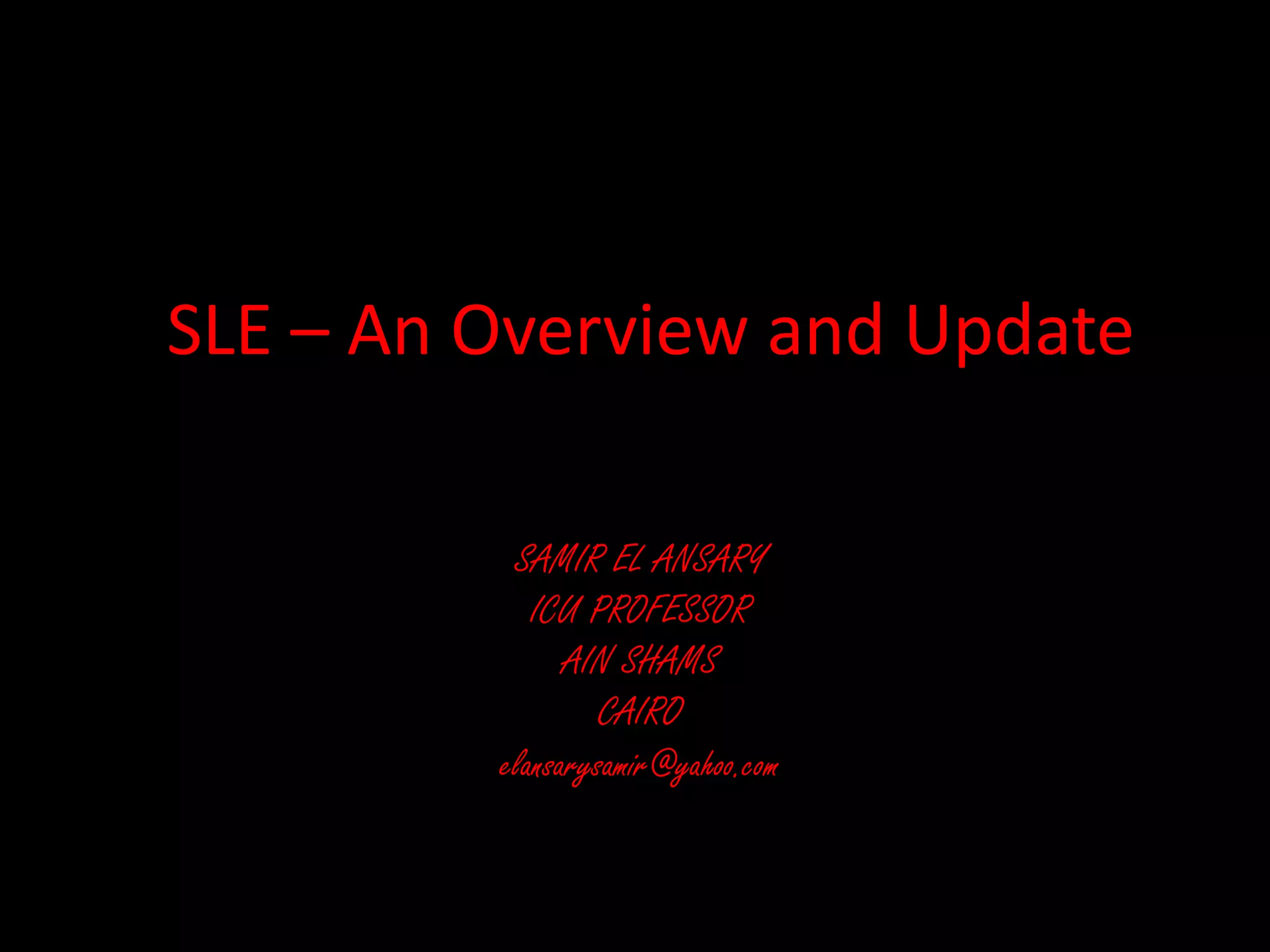 Sle pathophysiology and management | PPTX