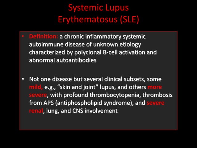 SYSTEMIC LUPUS ERYTHEMATOSUS Sle pathophysiology and management | PPTX