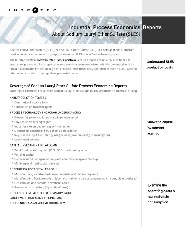 Feasibility Studies: SLES Manufacturing | PDF | Chemistry | Science