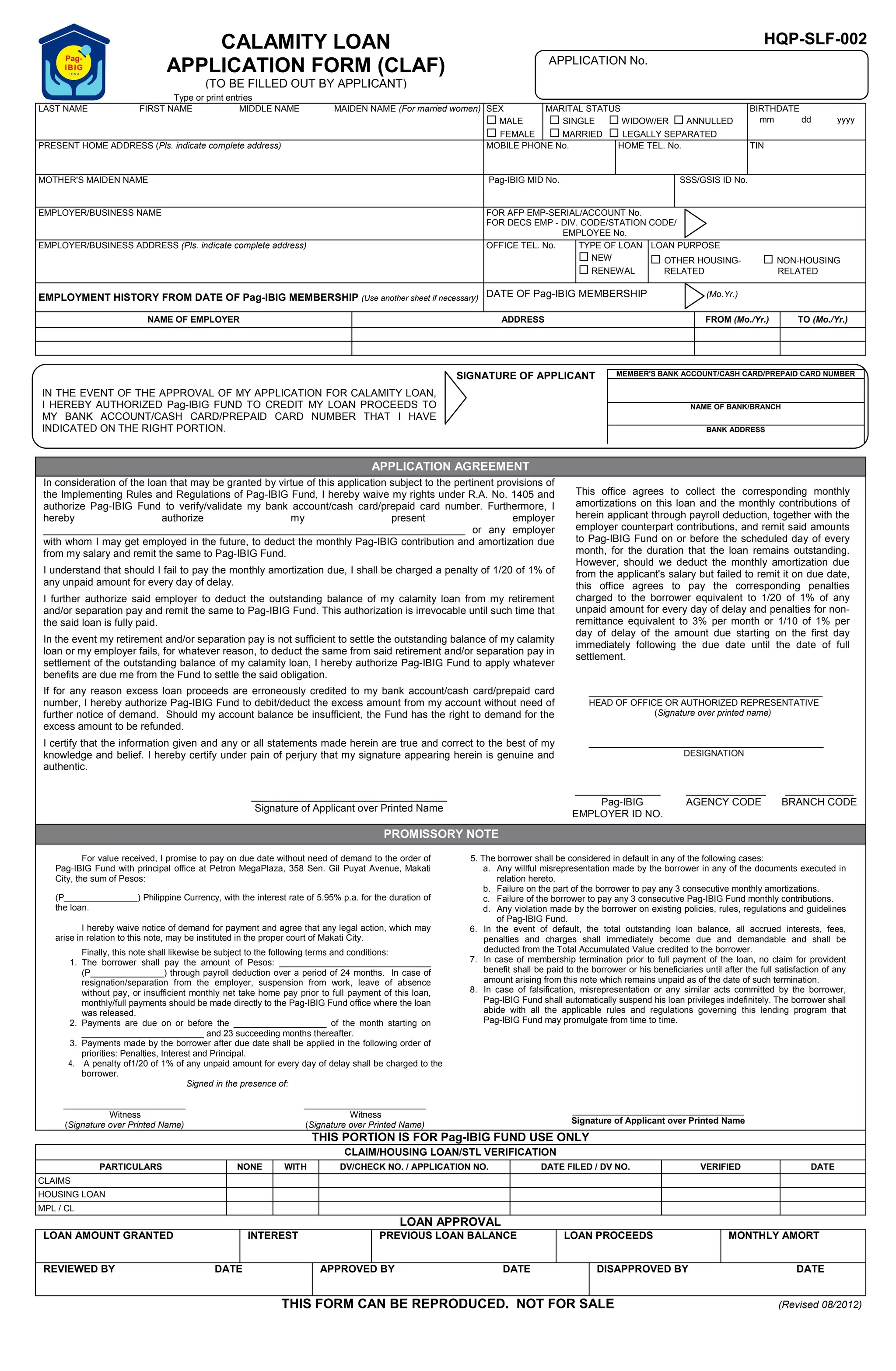 Slf002 calamity loanapplicationform(claf)_v02 | PDF | Student Financial ...