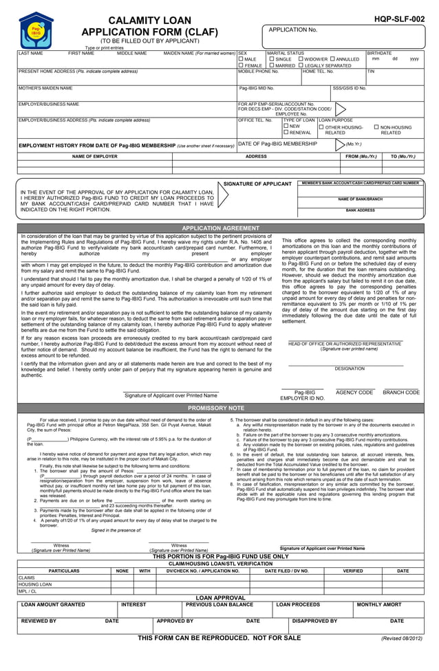 Slf002 calamity loanapplicationform(claf)_v02 | PDF | Student Financial ...