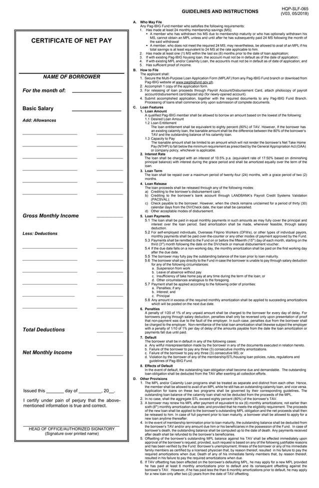 Slf065 multi purposeloanapplicationform_v03 | PDF