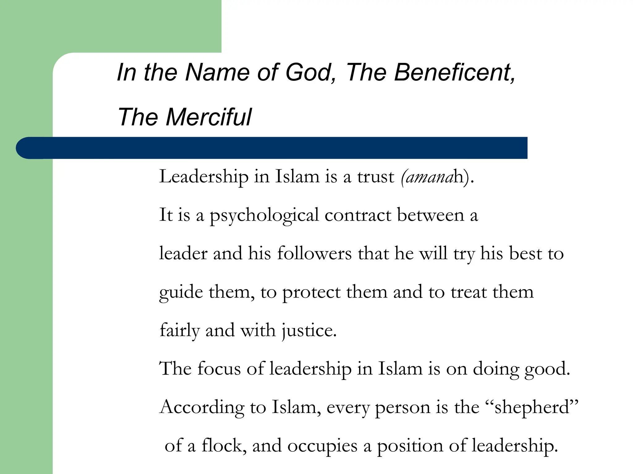 Leadership in islamic perspective in modern | PPT