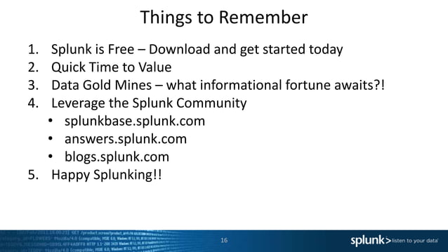 Getting Started with Splunk Breakout Session | PPT