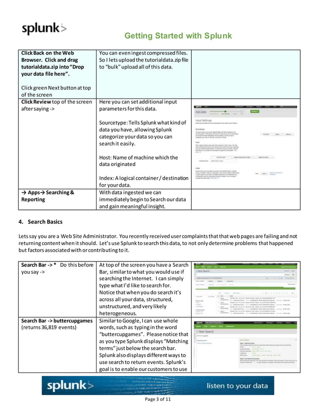 Getting Started with Splunk Enterprise - Demo | DOCX | Search | Internet