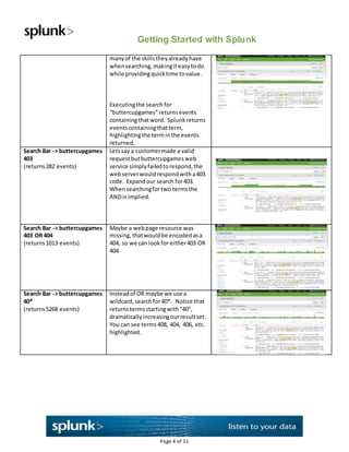 Getting Started with Splunk Enterprise - Demo | DOCX | Search | Internet