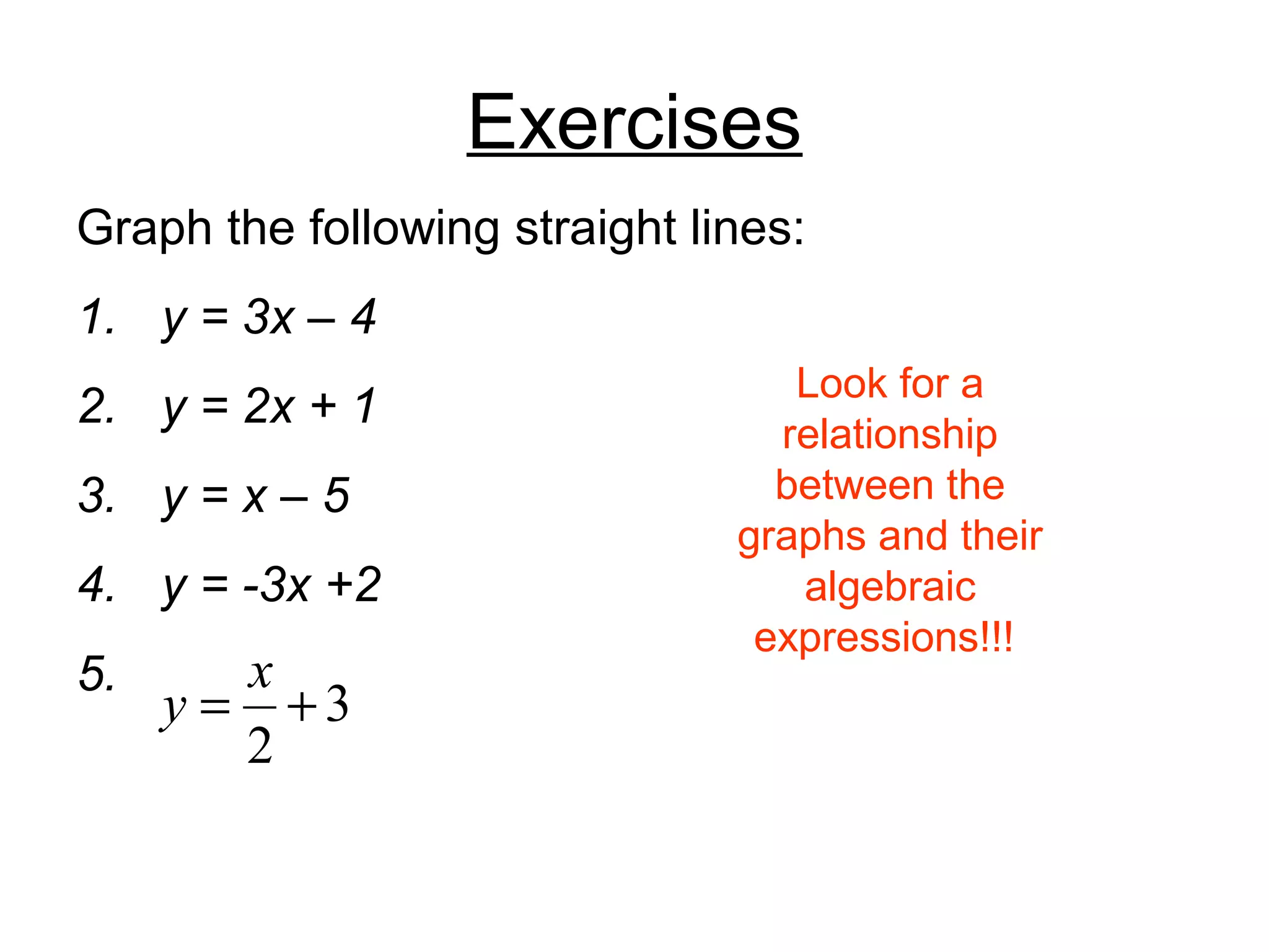 Graphs of straight lines | PPT